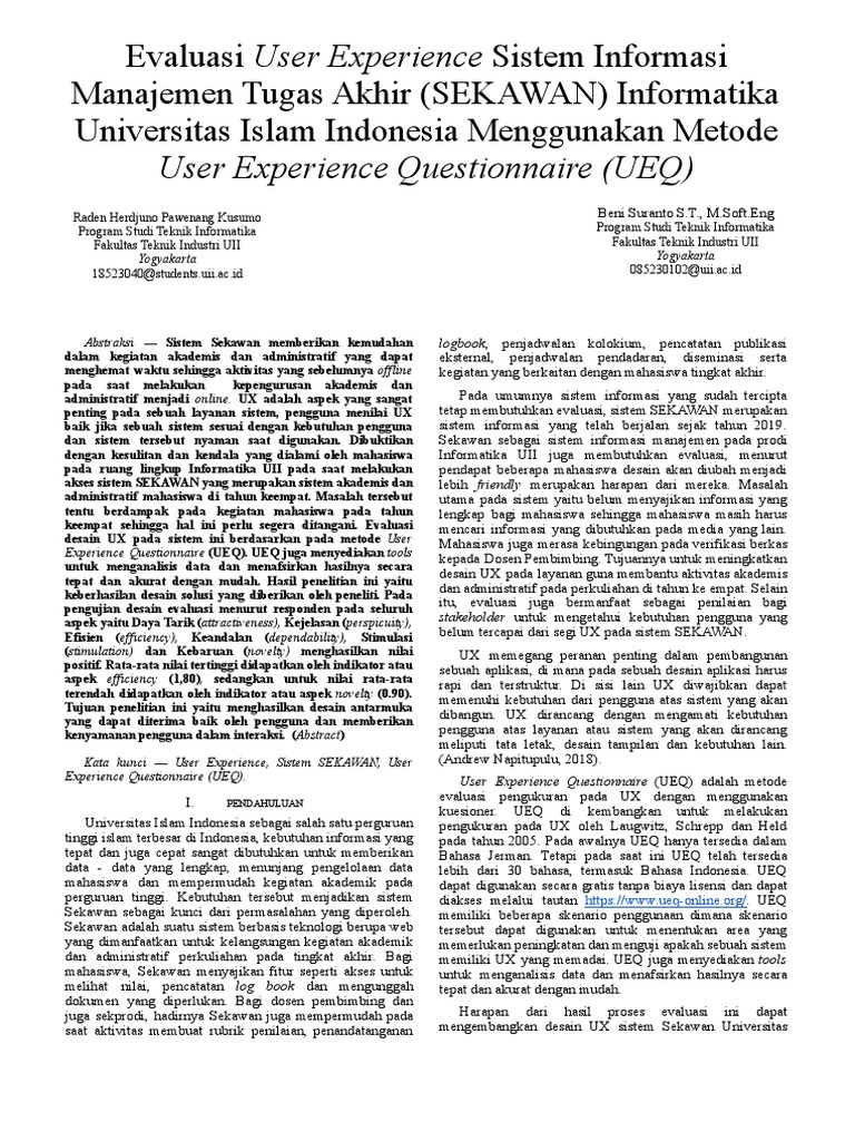 User Experience Questionnaire (UEQ) | PDF