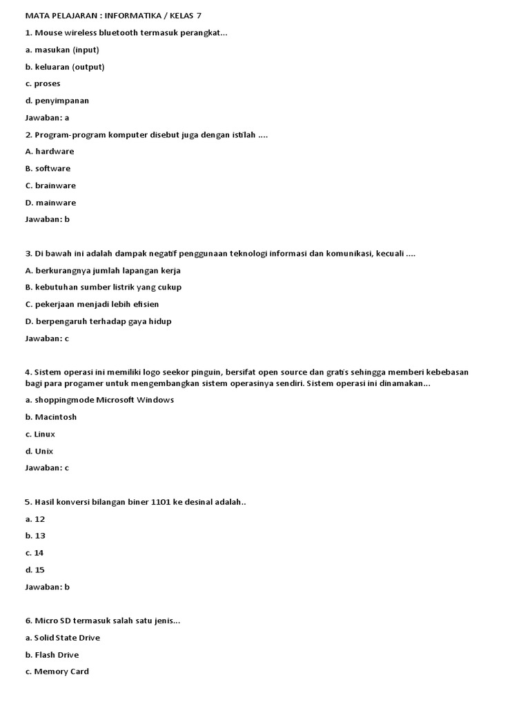 Kelas 7 Informatika | PDF