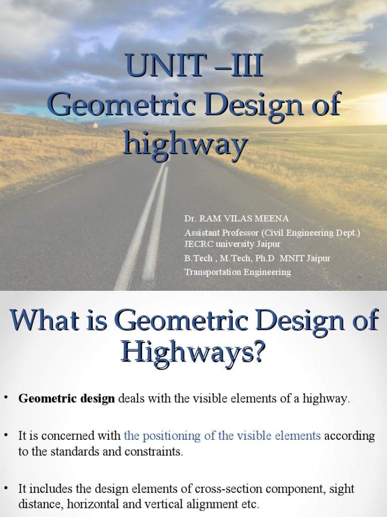 Geometric Design PPT Unit 3 | Descargar gratis PDF | Road | Lane