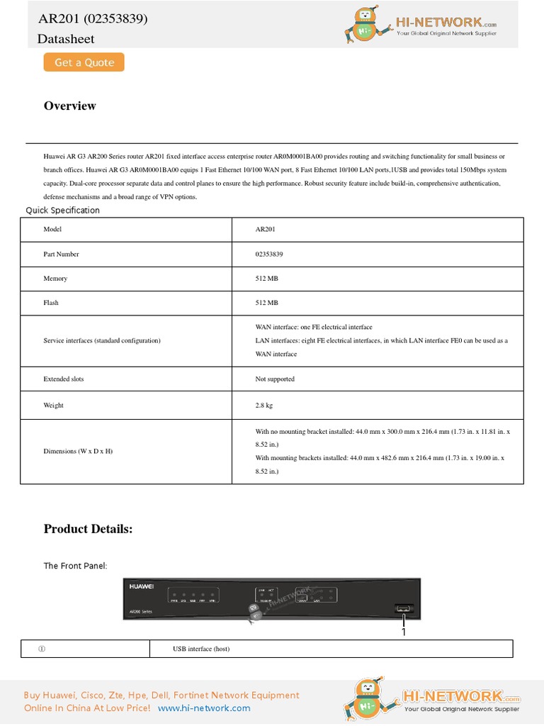 Huawei Ar201 Brochure Datasheet | PDF