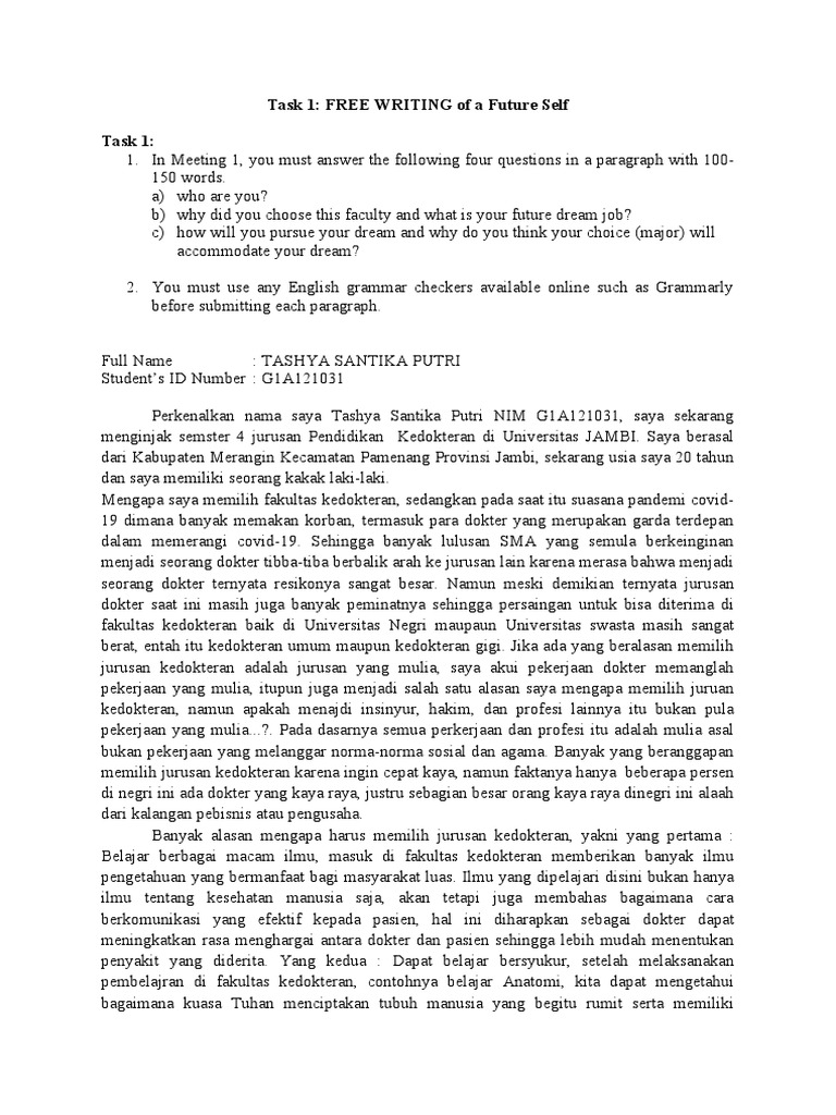 TASK 1 - Guideline Rubric - FREE WRITING-LSK | PDF