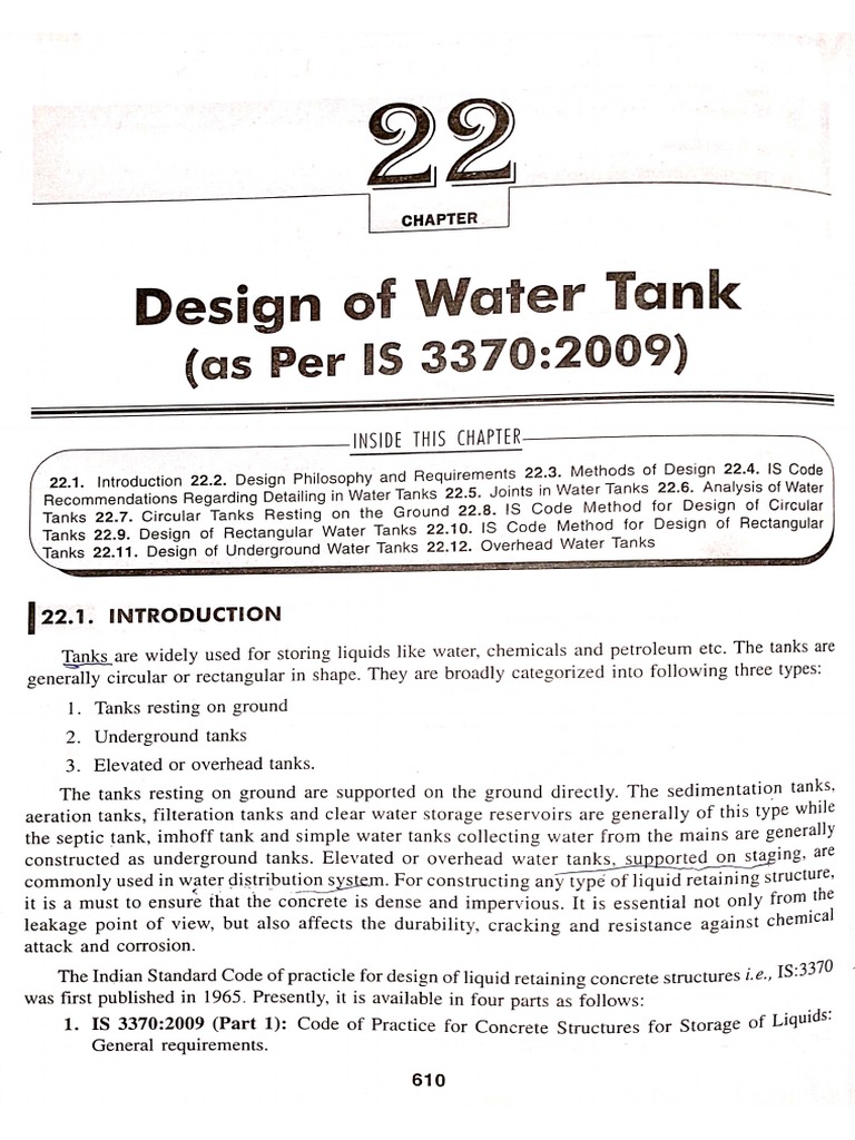 Design of Water Tank | PDF
