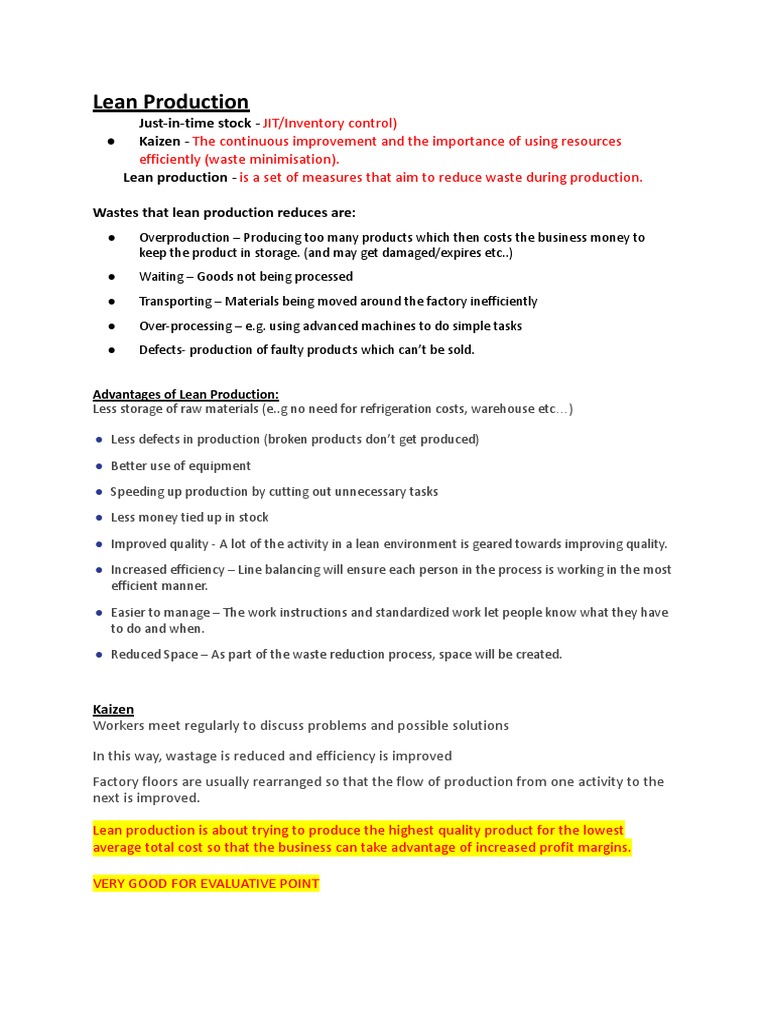Lean Production | PDF | Lean Manufacturing | Inventory