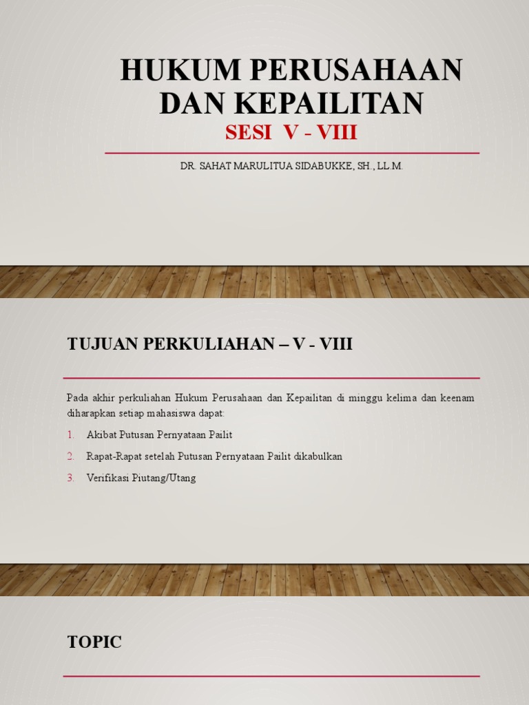 Materi Hukum Perusahaan Dan Kepailitan - V - VIII | PDF