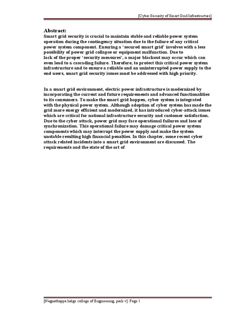 Cyber Security in Smart Grid Systems | PDF