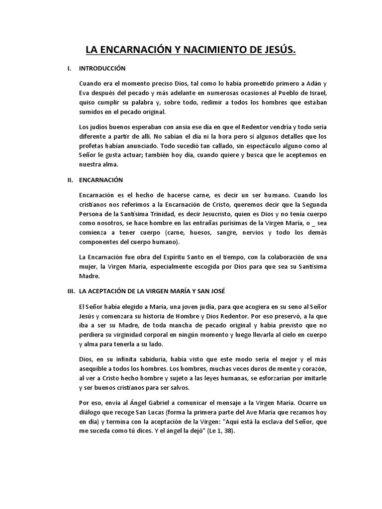 La Encarnación y Nacimiento de Jesús | PDF | María, madre de Jesús ...