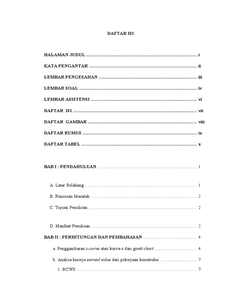 daftar isi MNKN tabel n rumus | PDF