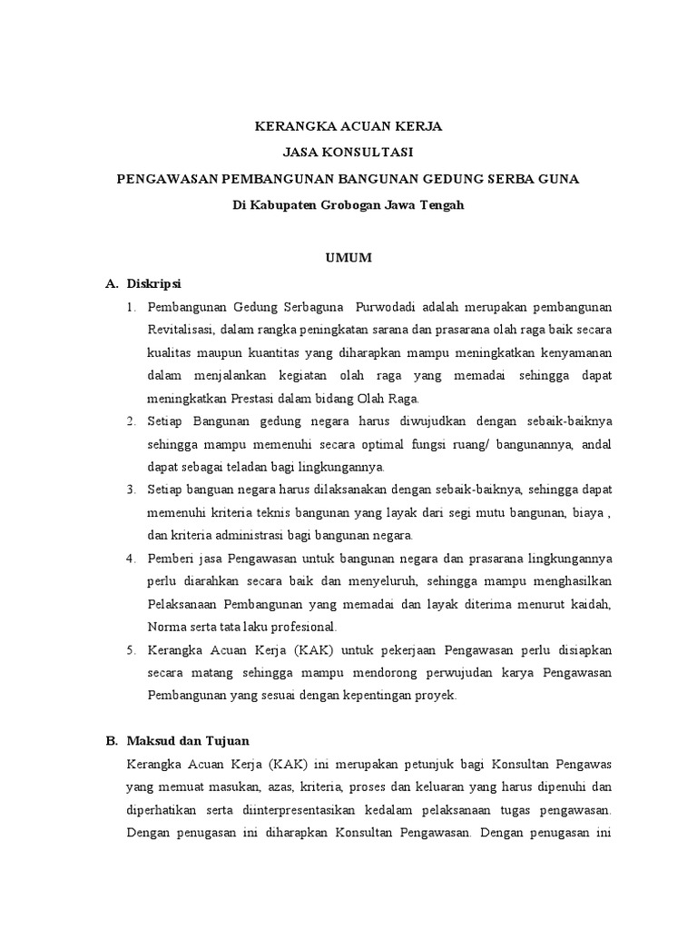 Kak SPV Gedung Serbaguna 1 | PDF