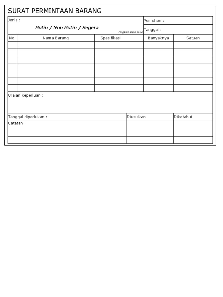 Surat Permintaan Barang | PDF