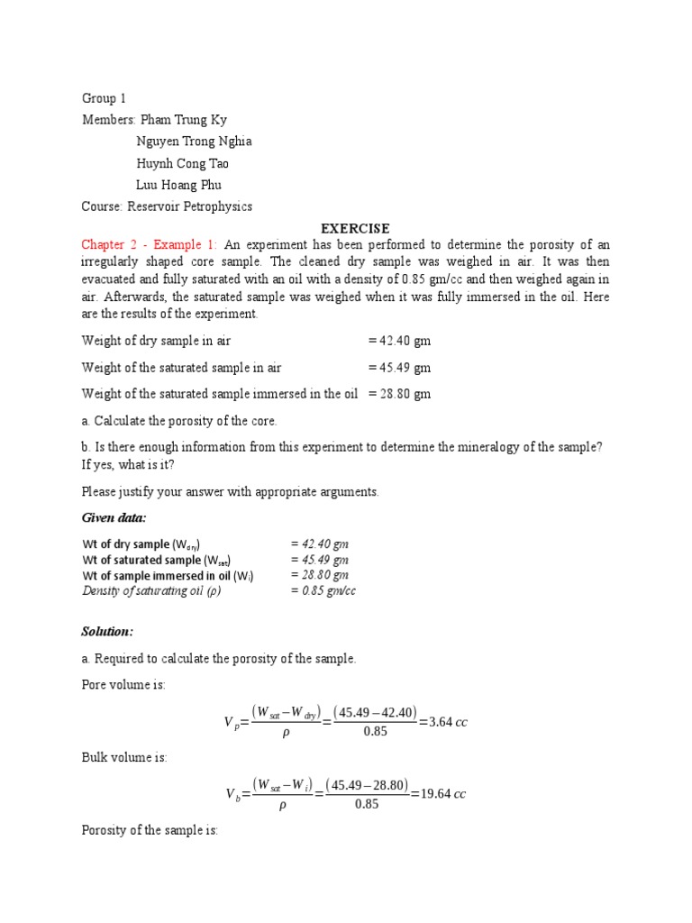 Exercise C2 and C3 - Group 1 | PDF | Permeability (Earth Sciences ...