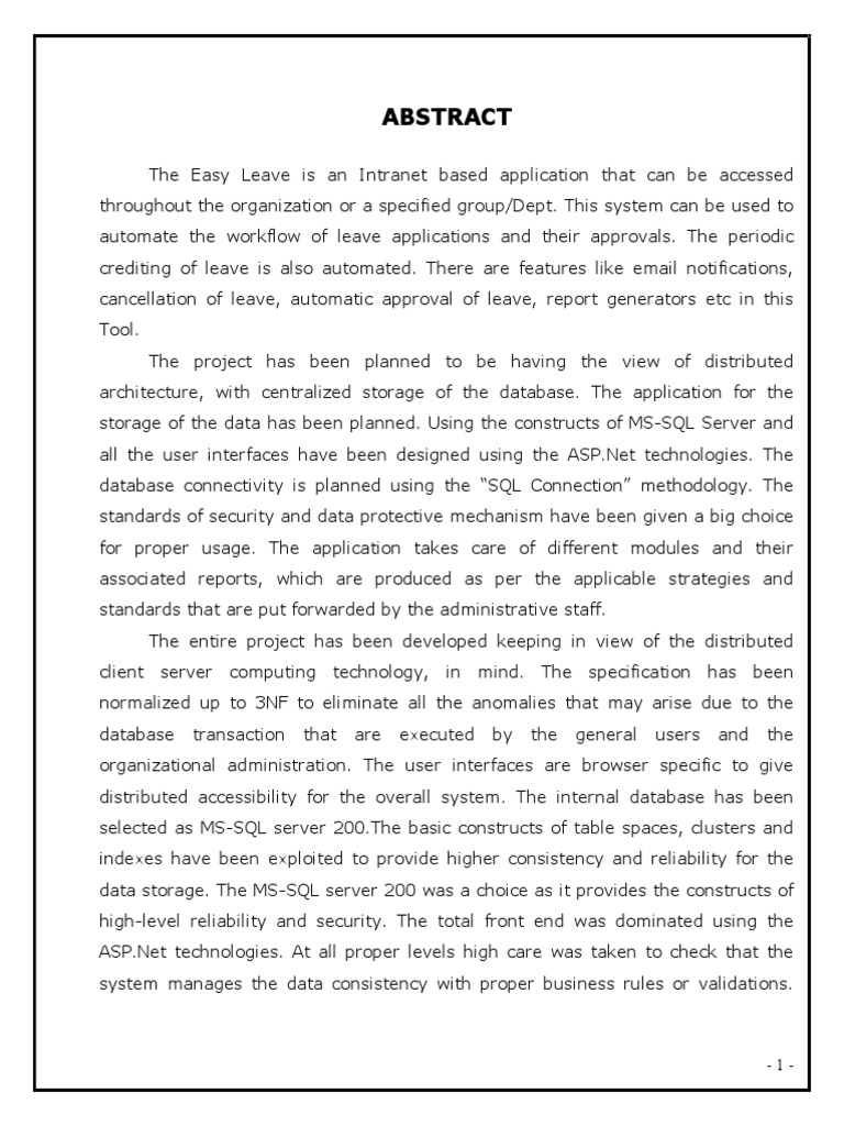 Employee Leave Management System Pdf World Wide Web Internet And Web