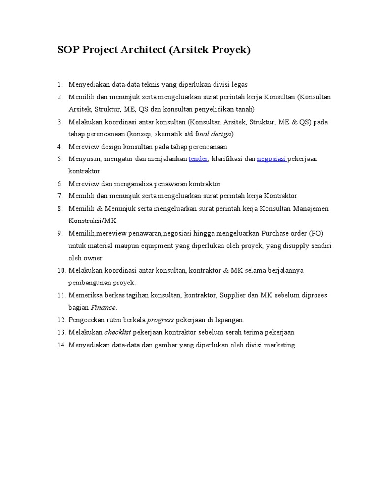 SOP Arsitek Proyek | PDF | Seni | Komputer