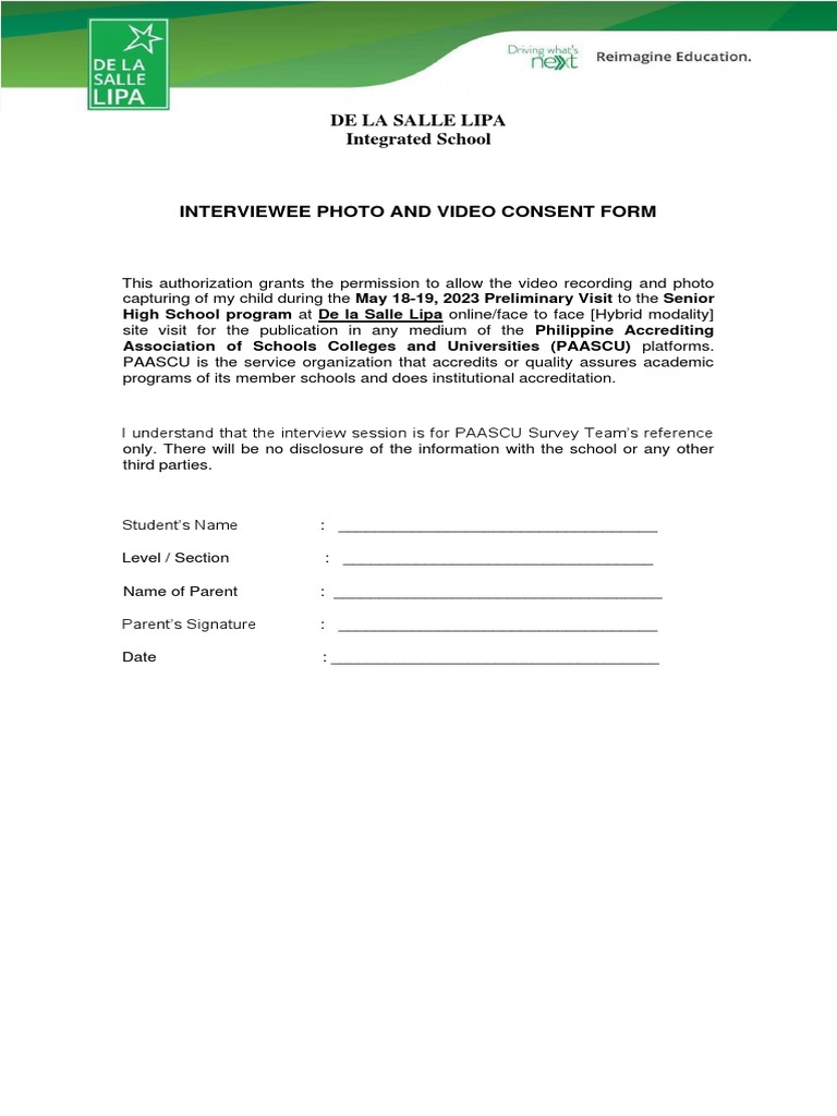 Students_Interviewee Photo and Consent Form_SHS_Version 1 (1) (1) | PDF