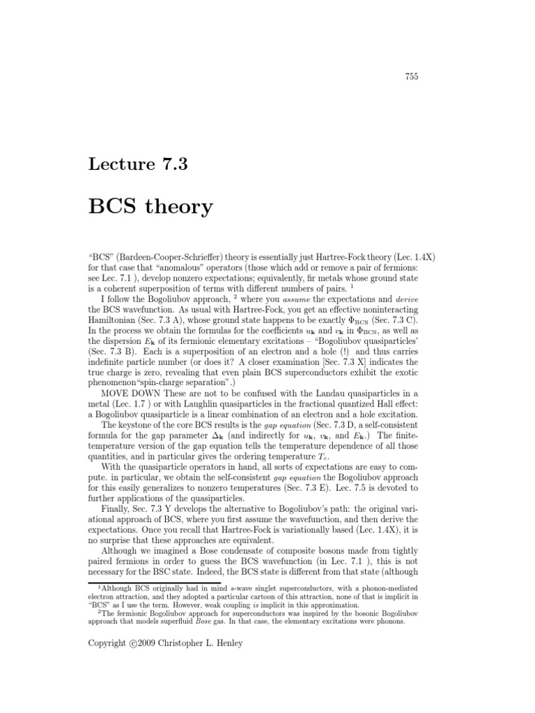 Bcs Theory | PDF | Superconductivity | Hartree–Fock Method