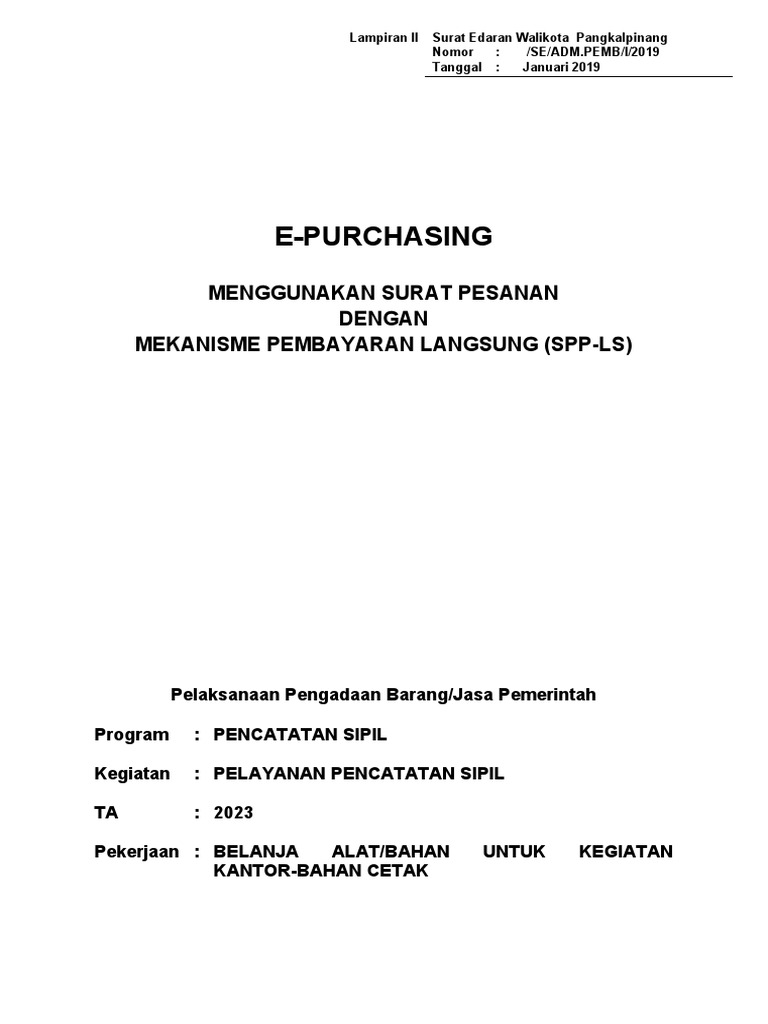 e-PURCHASING Formulir | PDF