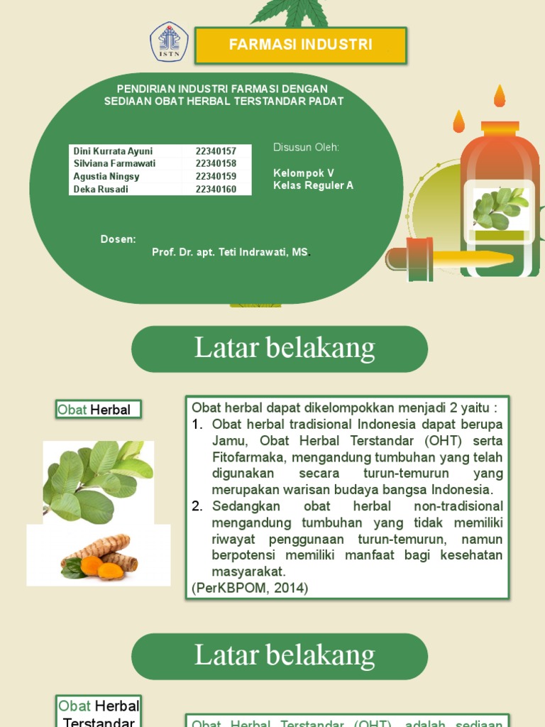 K5 - PENDIRIAN INDUSTRI FARMASI OBAT HERBAL TERSTANDAR (Revisi 1) | PDF