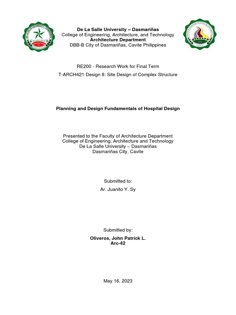RE200 - Research Work 2 Hospital Design - Oliveros - Arc42 | PDF ...