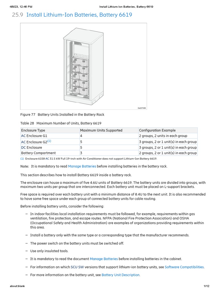 Install Lithium-Ion Batteries, Battery 6619 | PDF | Lithium Ion Battery ...