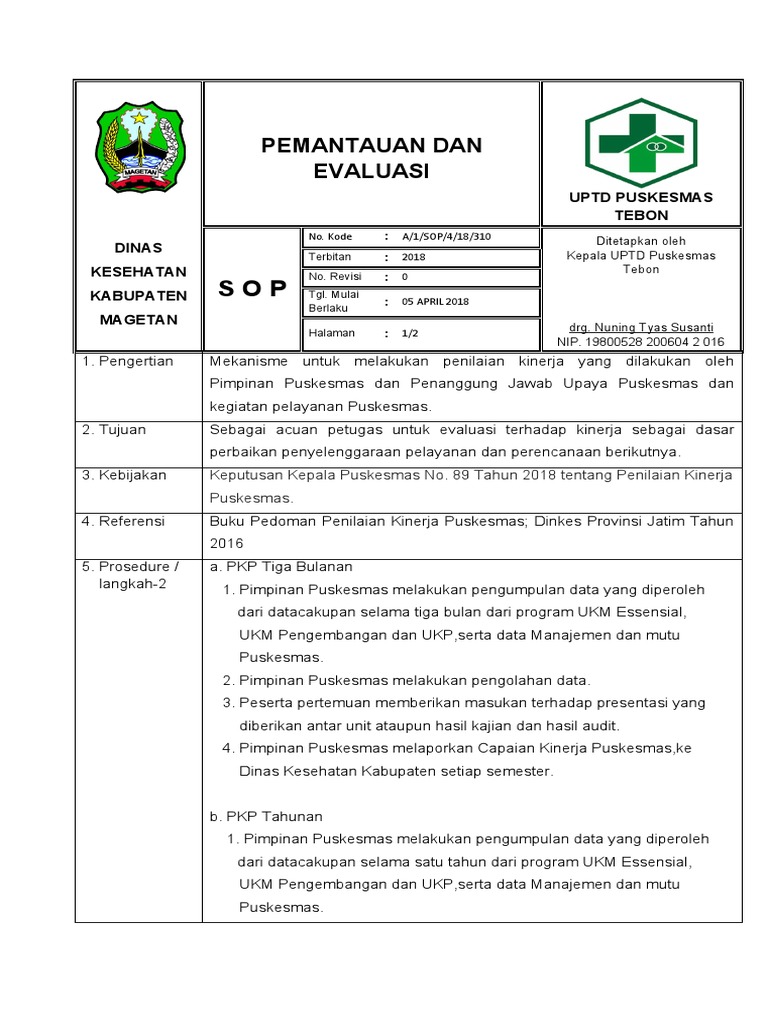 Sop Pemantauan Dan Evaluasi | PDF