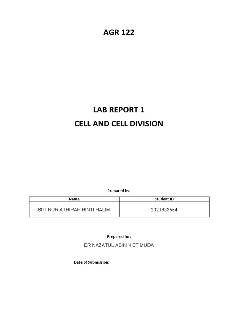 Agr122 Lab Report | PDF | Mitosis | Cell (Biology)