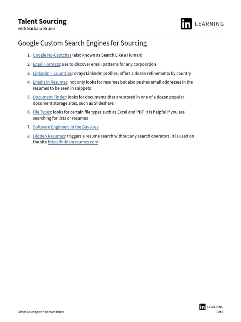 Google Custom Search Engine For Sourcing | PDF