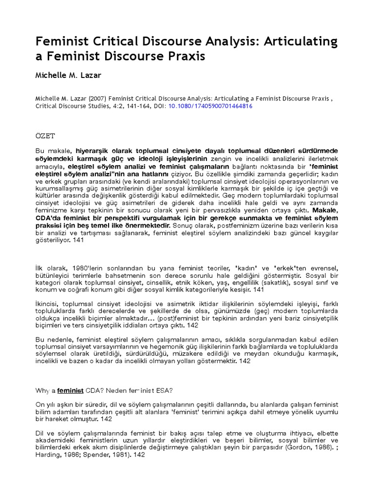 Lazar - Feminist Critical Discourse | PDF