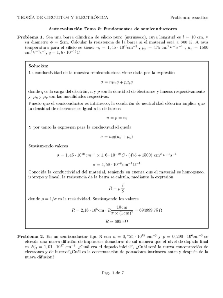 AutoevaluacionT5 Soluciones | PDF | Semiconductores | Dopaje (semiconductor)