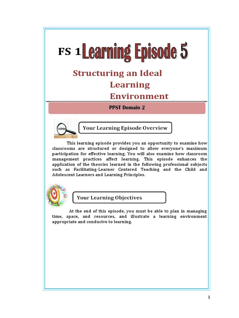 FS1 - Episode 5 - Delos Santos | Download Free PDF | Teachers | Classroom