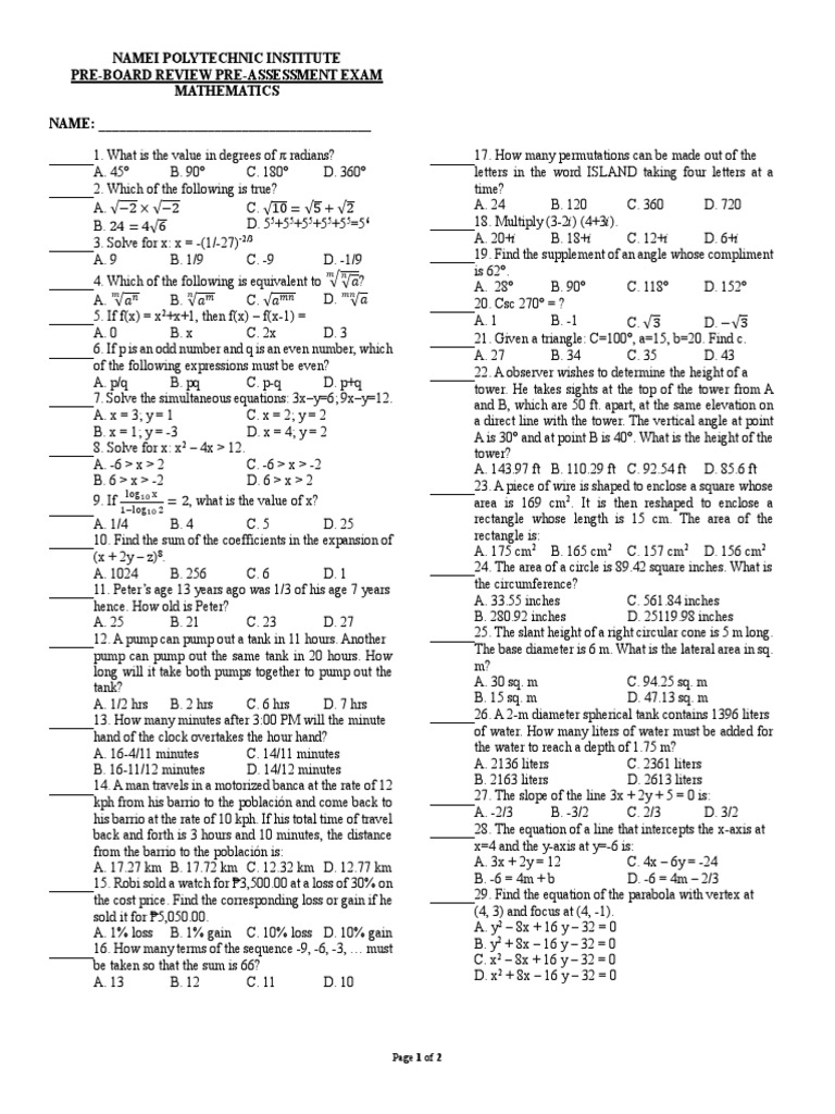 General Mathematics Multiple Choice Questions | PDF | Teaching Methods ...