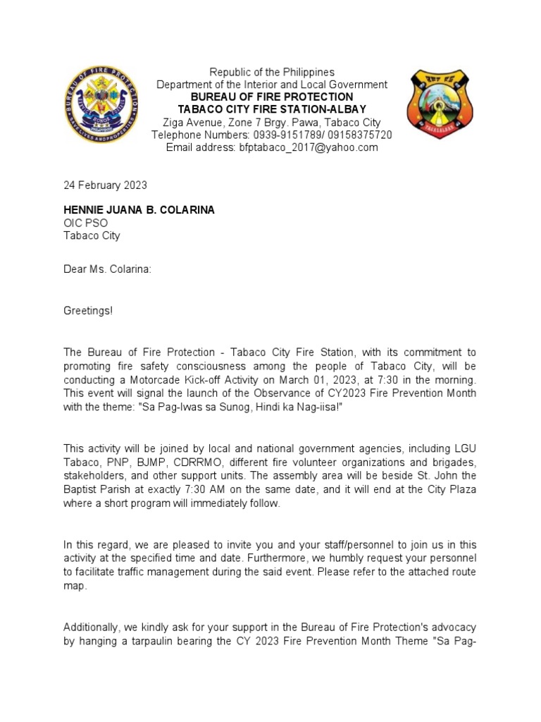Fire Prevention Month Kick-off in Tabaco | PDF
