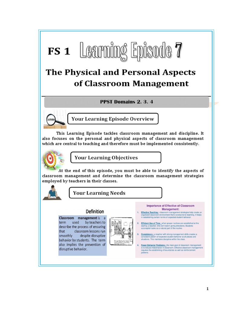 FS1 - Episode 7 - Delos Santos | PDF | Classroom Management | Teachers