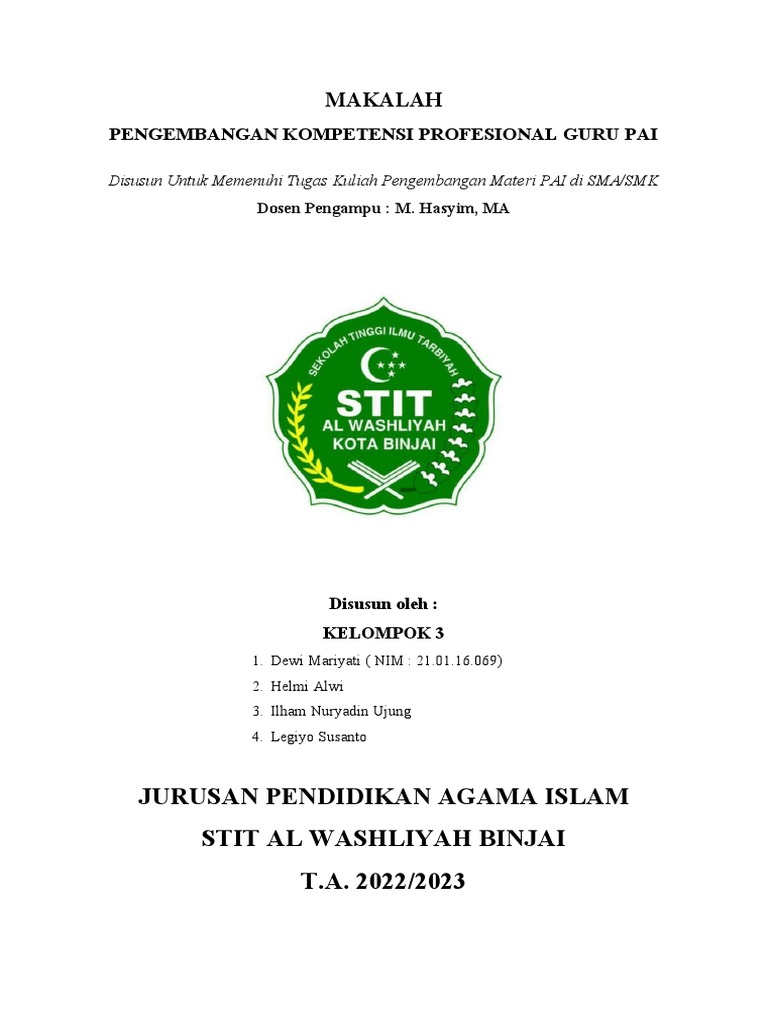 Pengembangan Kompetensi Profesional Guru PAI Kampus Al Washliyah | PDF