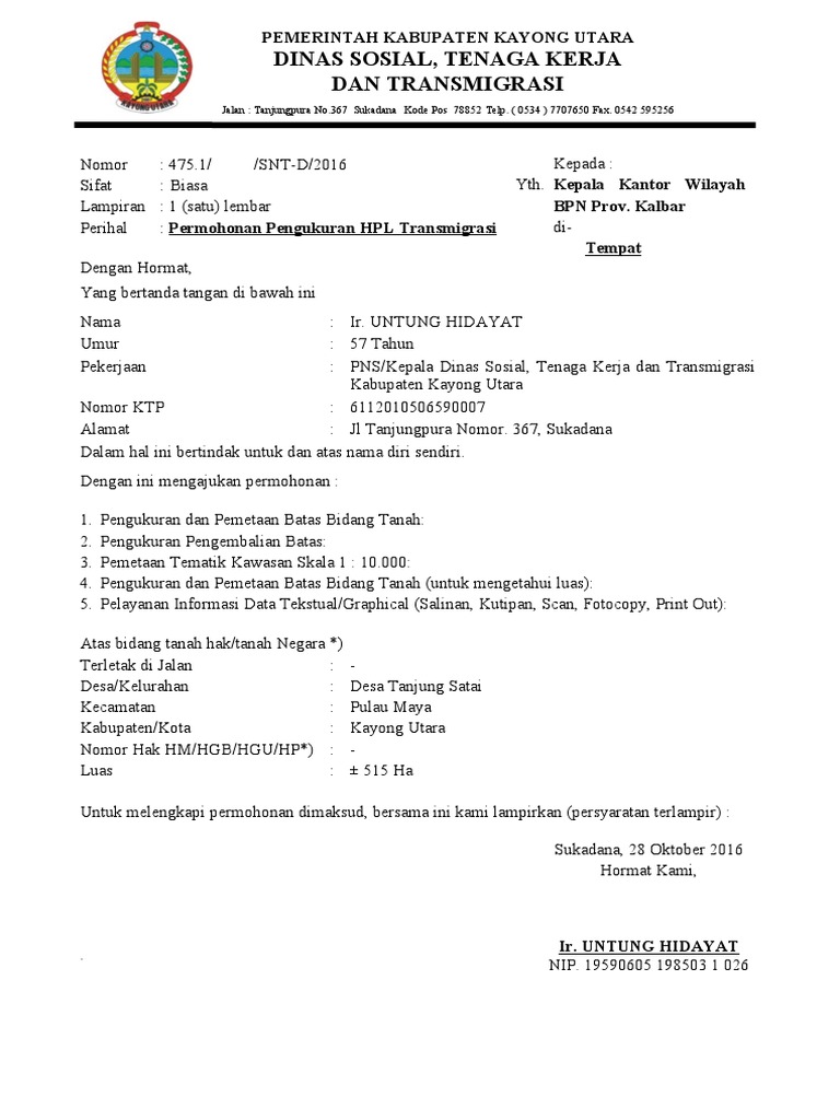 SURAT PERMOHONAN PENGUKURAN KE BPN | PDF