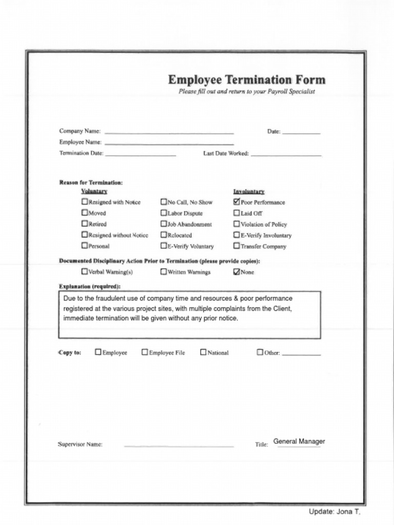 Employee Termination Form | PDF | Technology & Engineering