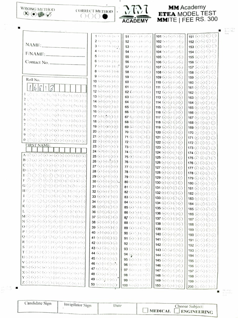 OMR Sheet MM | PDF