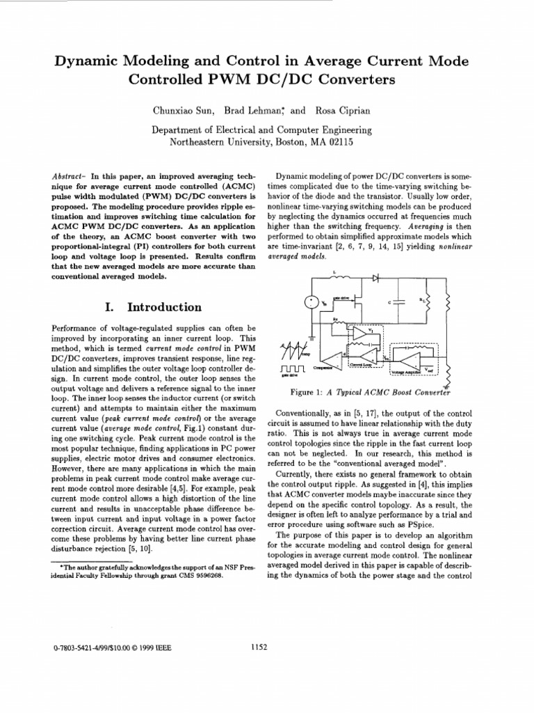 Dynamic Modeling and Control in Average Current Mode Controlled DC/DC ...