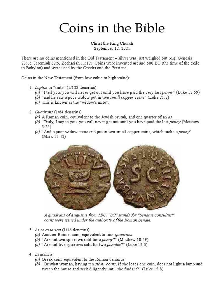 Coins of The Bible | PDF | Coins | Penny