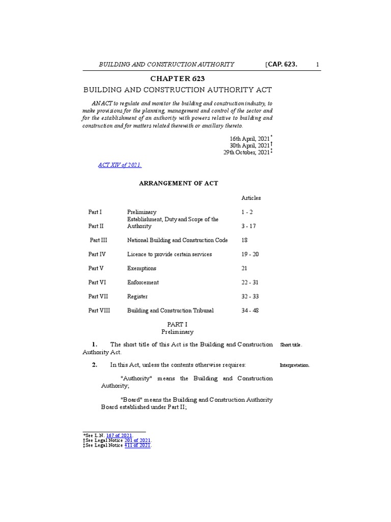CAP 623 Building and Construction Authoirty Act Eng | PDF | Taxes | Audit