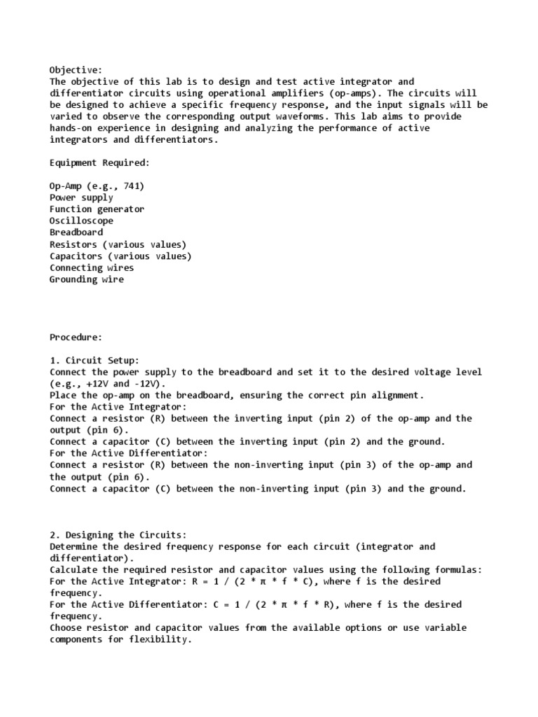 Experiment 4 | PDF | Operational Amplifier | Electronic Circuits