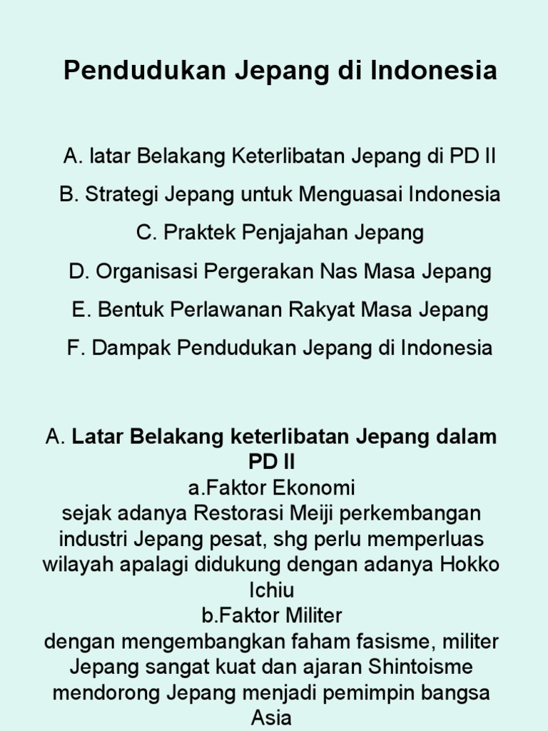 Strategi dan Dampak Pendudukan Jepang | PDF