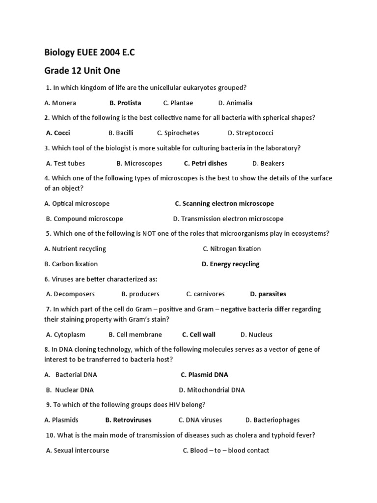 Grade 12 Worksheet | PDF | Virus | Cell (Biology)