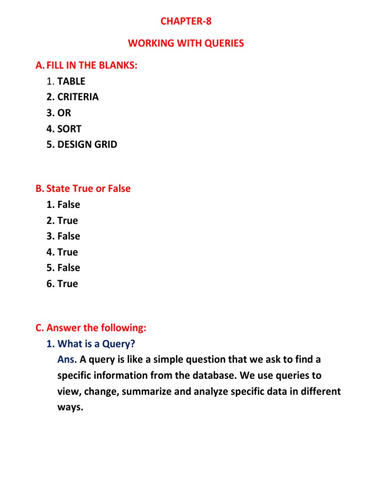Chapter - 8 Working With Querie | PDF