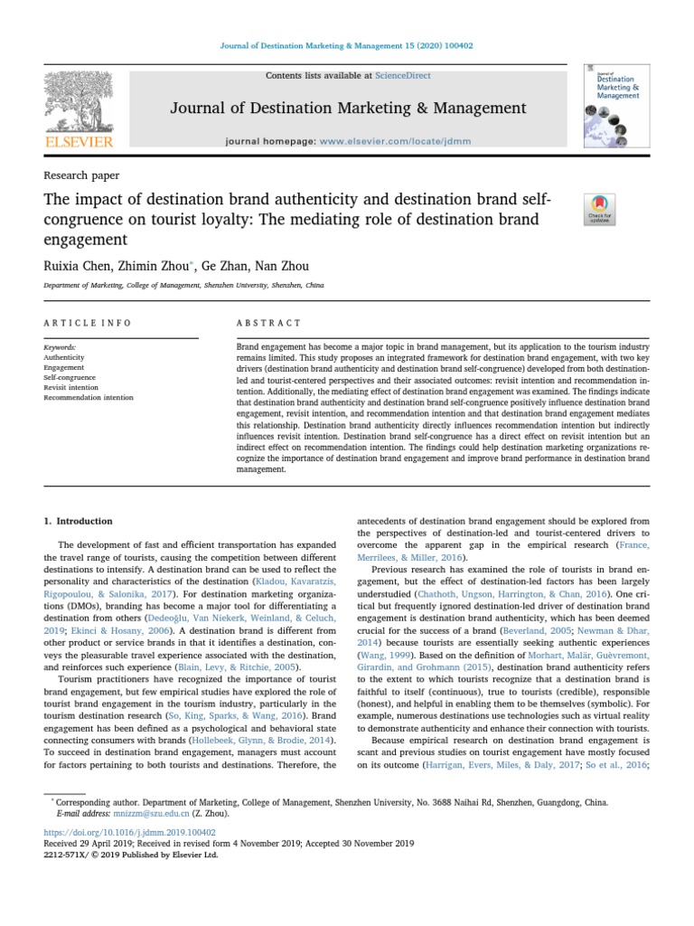 The Impact of Destination Brand Authenticity and Destination Brand ...