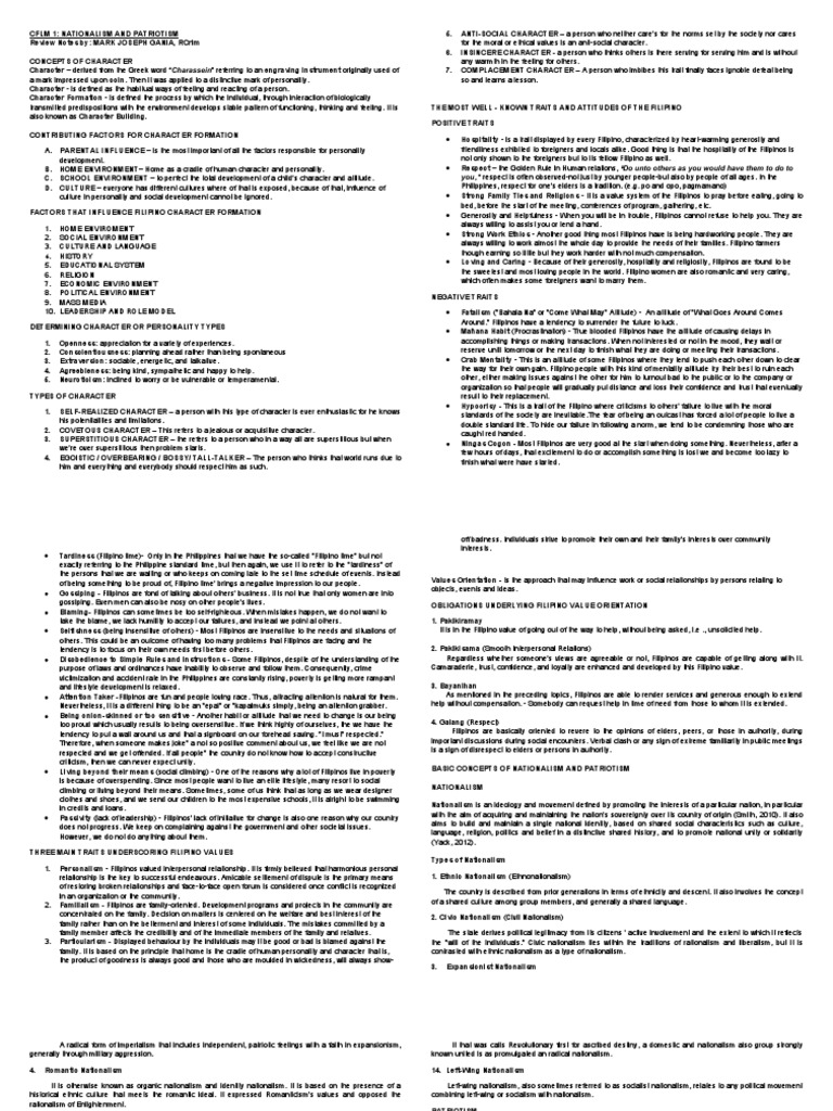 CFLM 1gania Reviewer | PDF | Nationalism