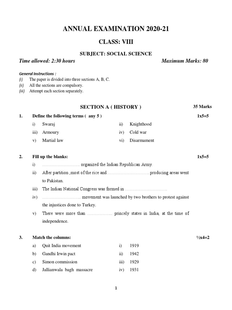Class Viii Social Science | PDF