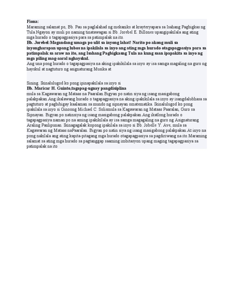 Pagpapakilala Sa Hurado | PDF