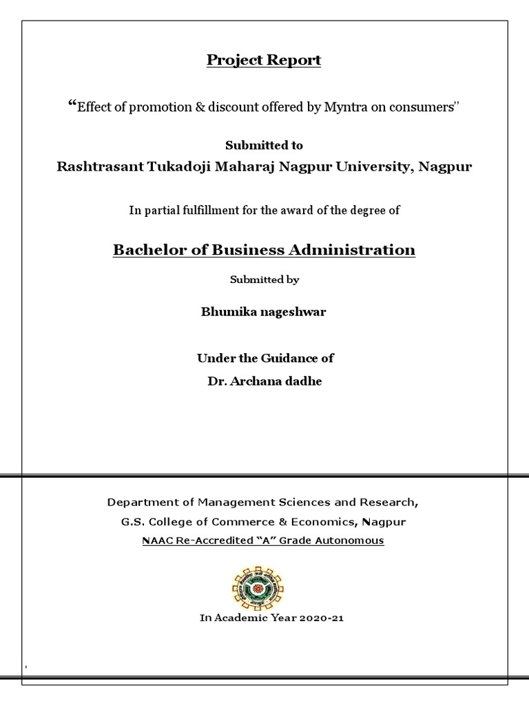 Project Report: Effect of Promotion & Discount Offered by Myntra On ...