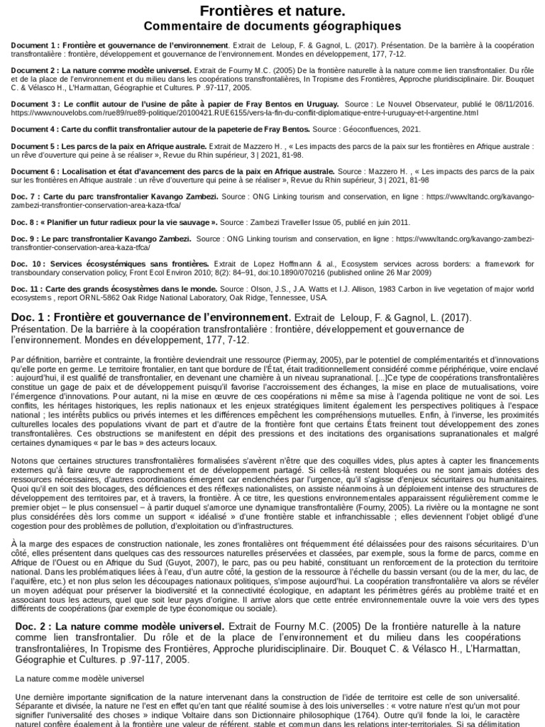 ComDoc Géographie - Frontières Et Nature | PDF