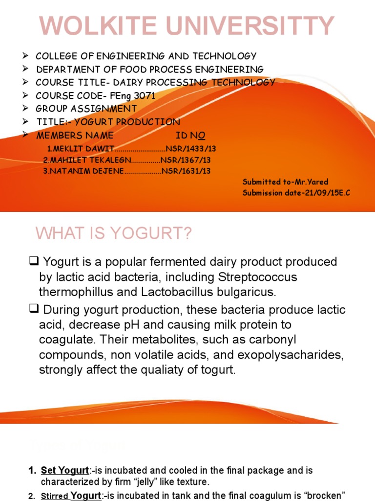 Yogurt Production Pdf Yogurt Milk
