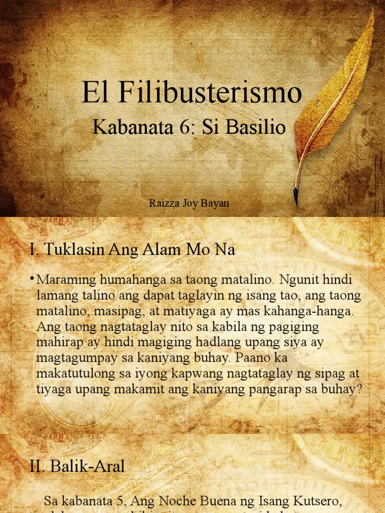 El Filibusterismo Kabanata 6 Si Basilio | PDF